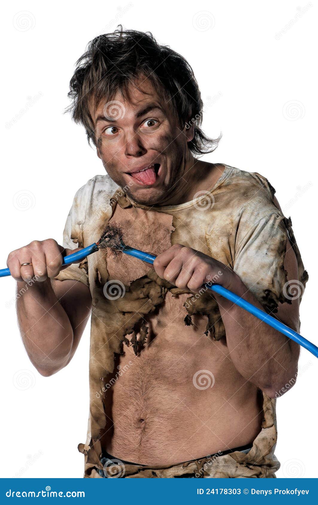 Homme brûlé image stock. Image du cordon, concept, câble - 24178303