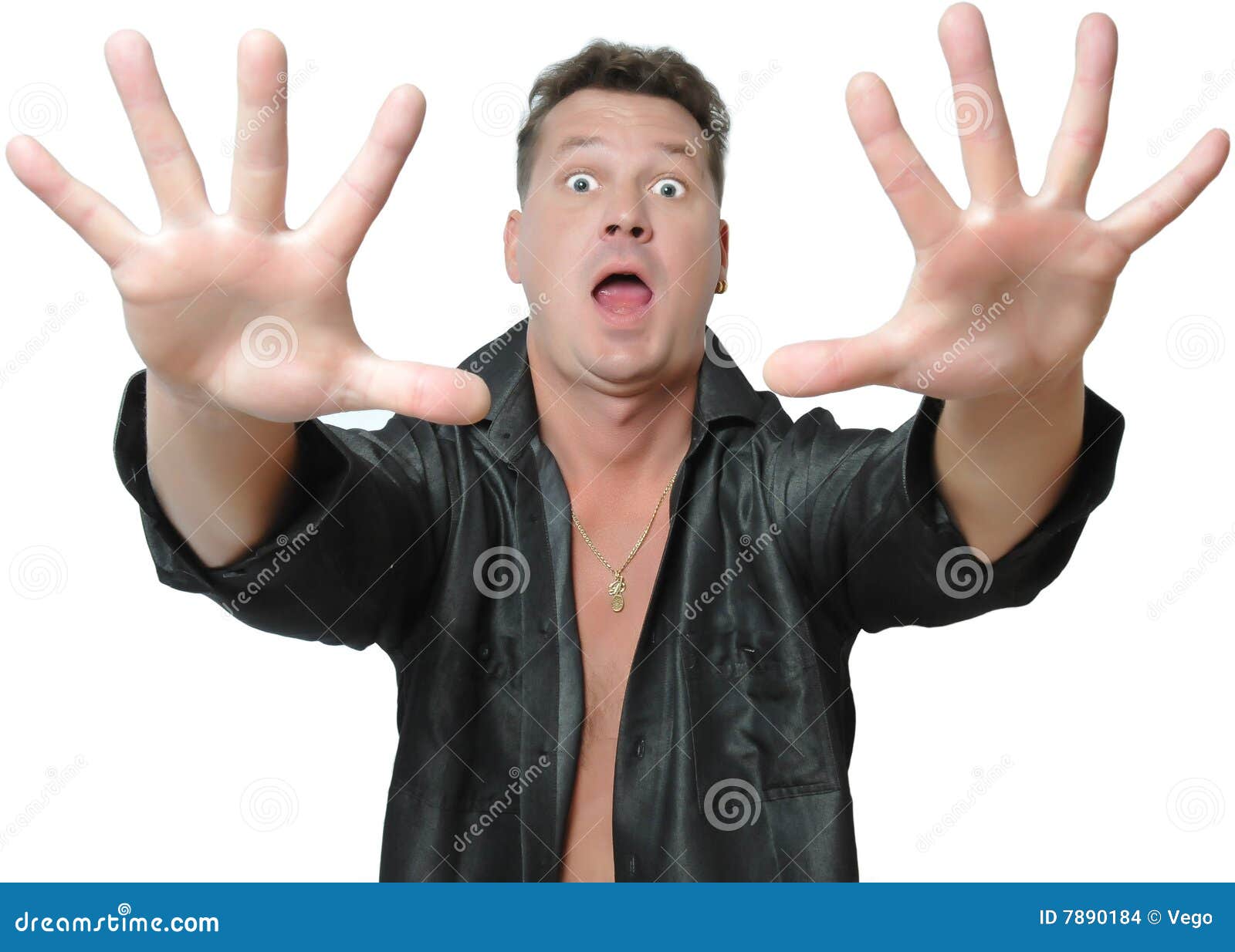 Homme choqué photo stock. Image du doigts, large, mains - 7890184