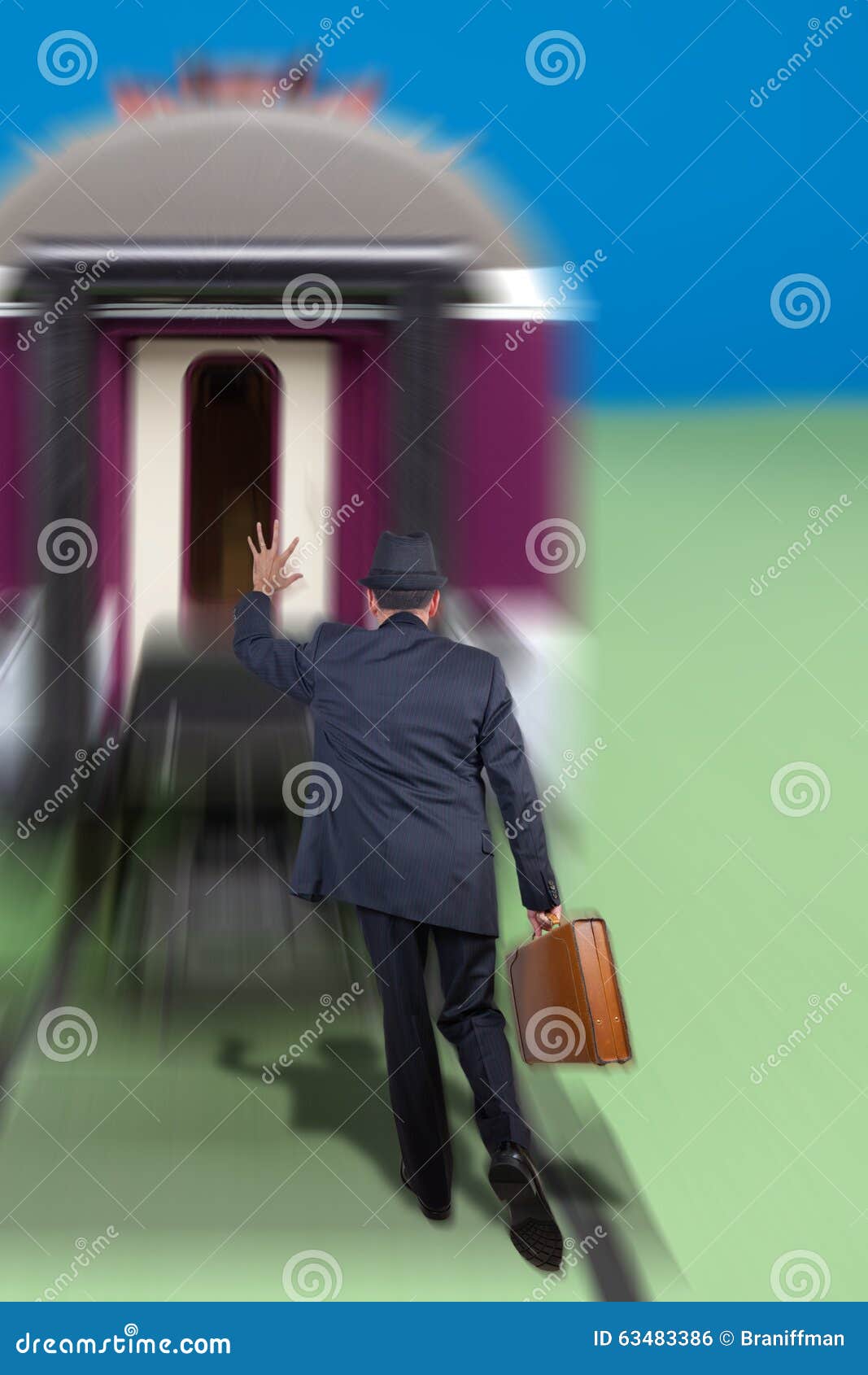 Homme Courant Après Un Train Photo stock - Image du rester, chapeau ...