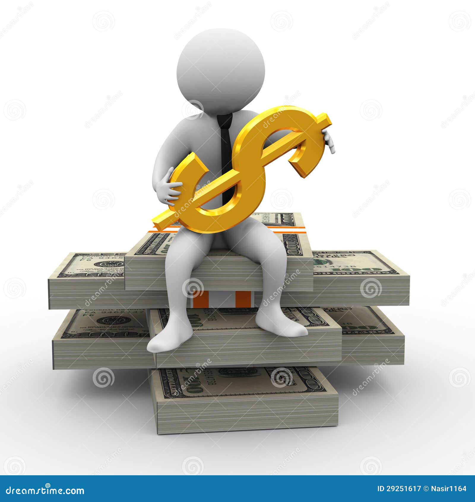 Homme D'affaires 3d Et Dollar Illustration Stock - Illustration du ...