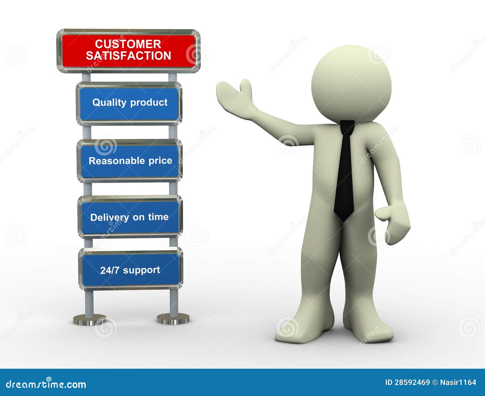 Homme D'affaires 3d Et Satisfaction Du Client Illustration Stock ...