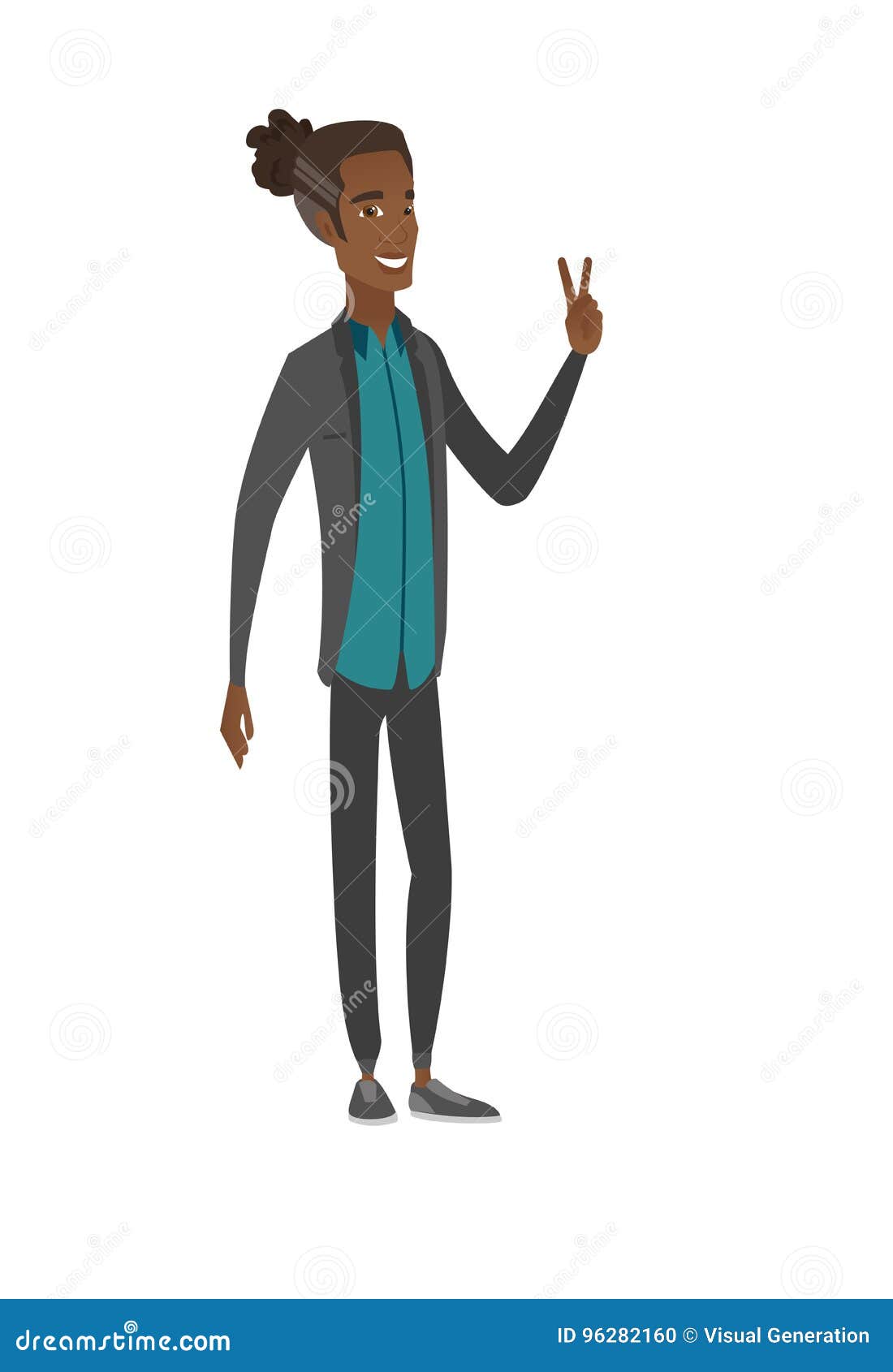 Homme Daffaires Africain Montrant Le Geste De Victoire Illustration De