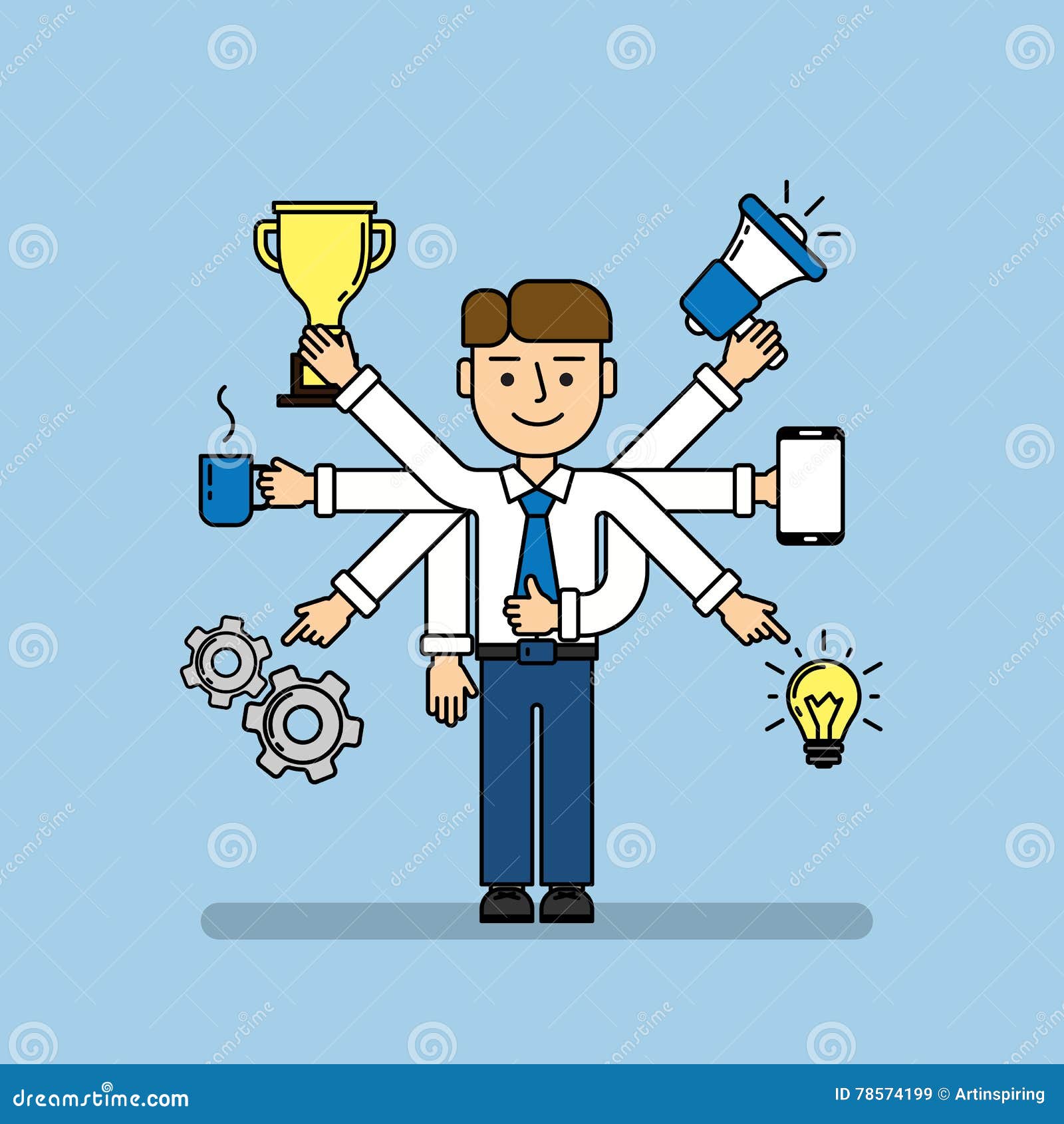 Homme D'affaires Multitâche Illustration de Vecteur - Illustration du ...