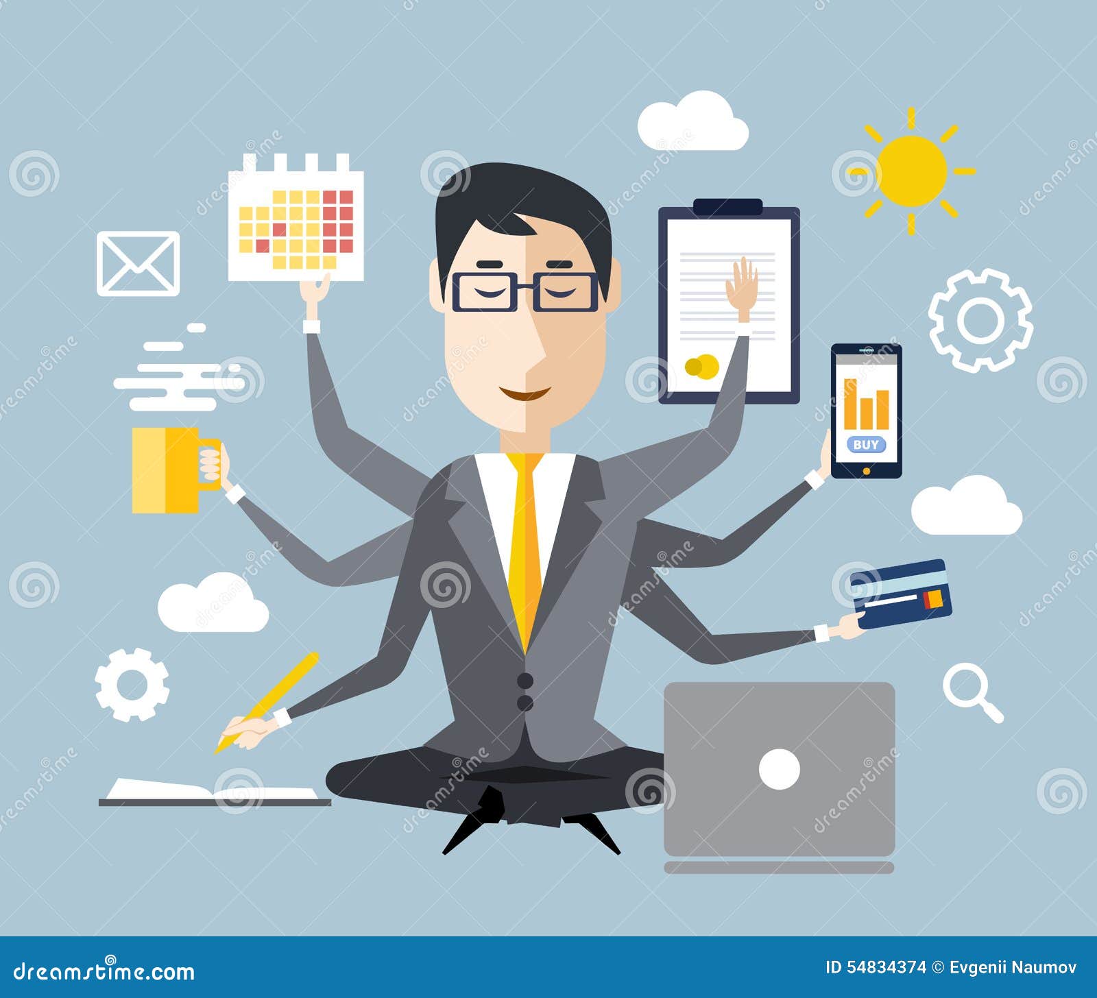 Homme D'affaires with Multitasking Illustration de Vecteur ...