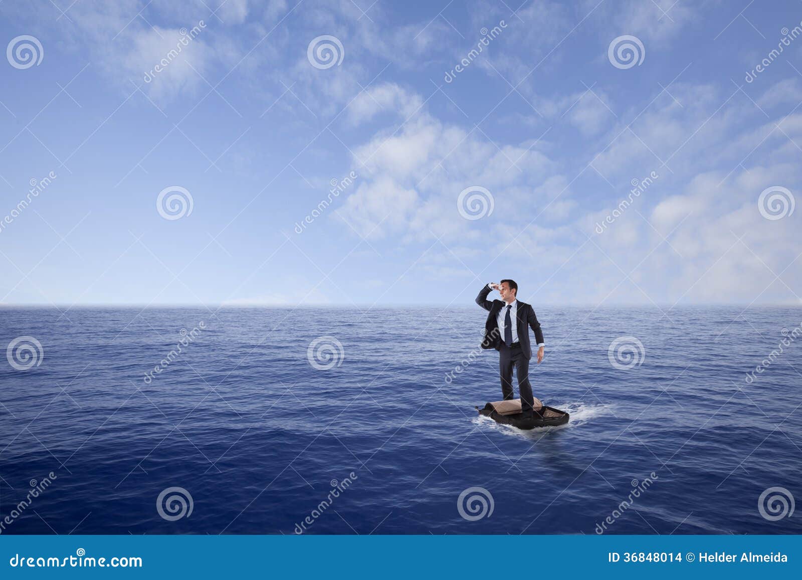 Homme D'affaires Perdu En Mer Photo stock - Image du serviette ...