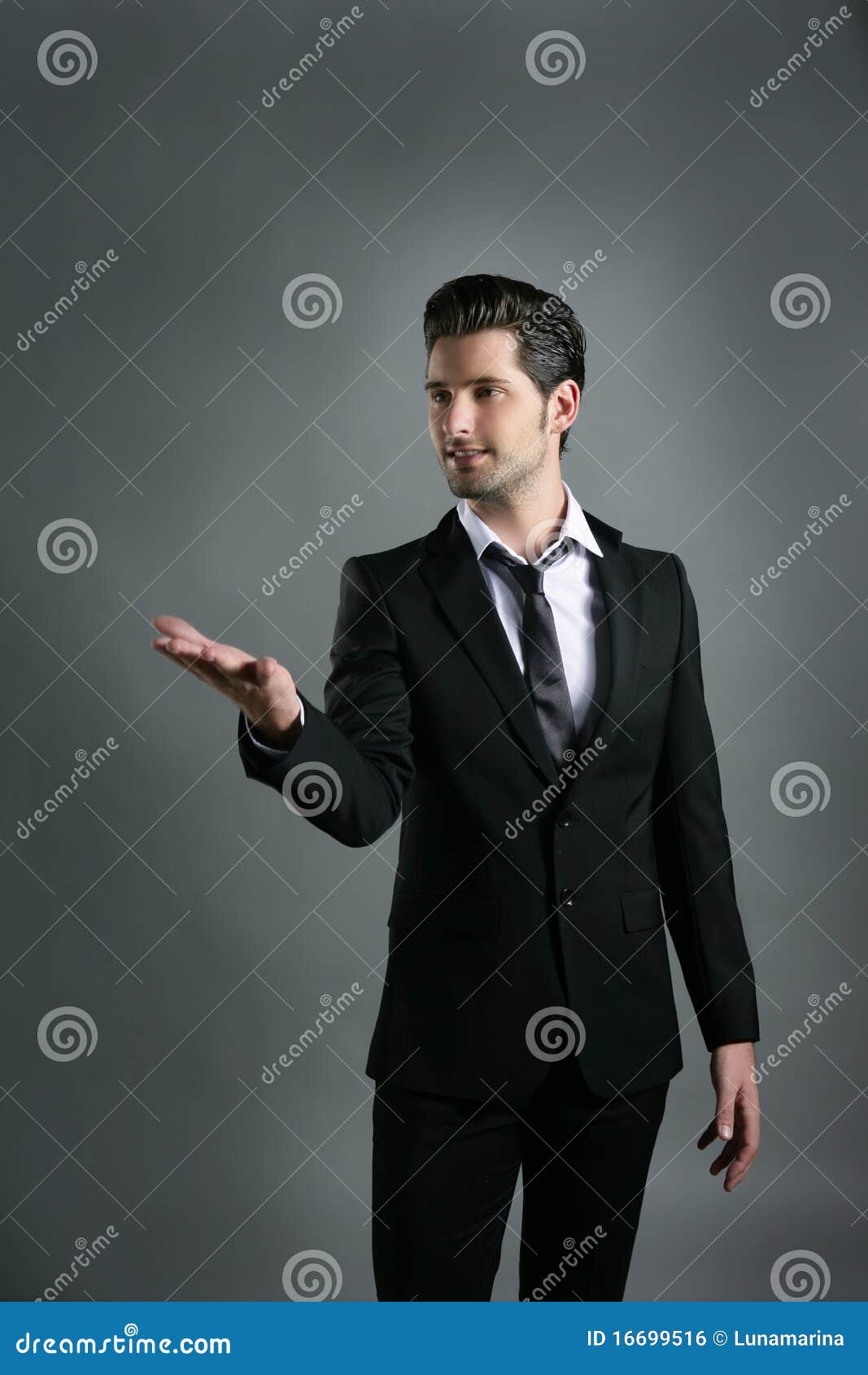 Homme Daffaires Soulevant Le Geste De Main Ouvert Photo Stock Image
