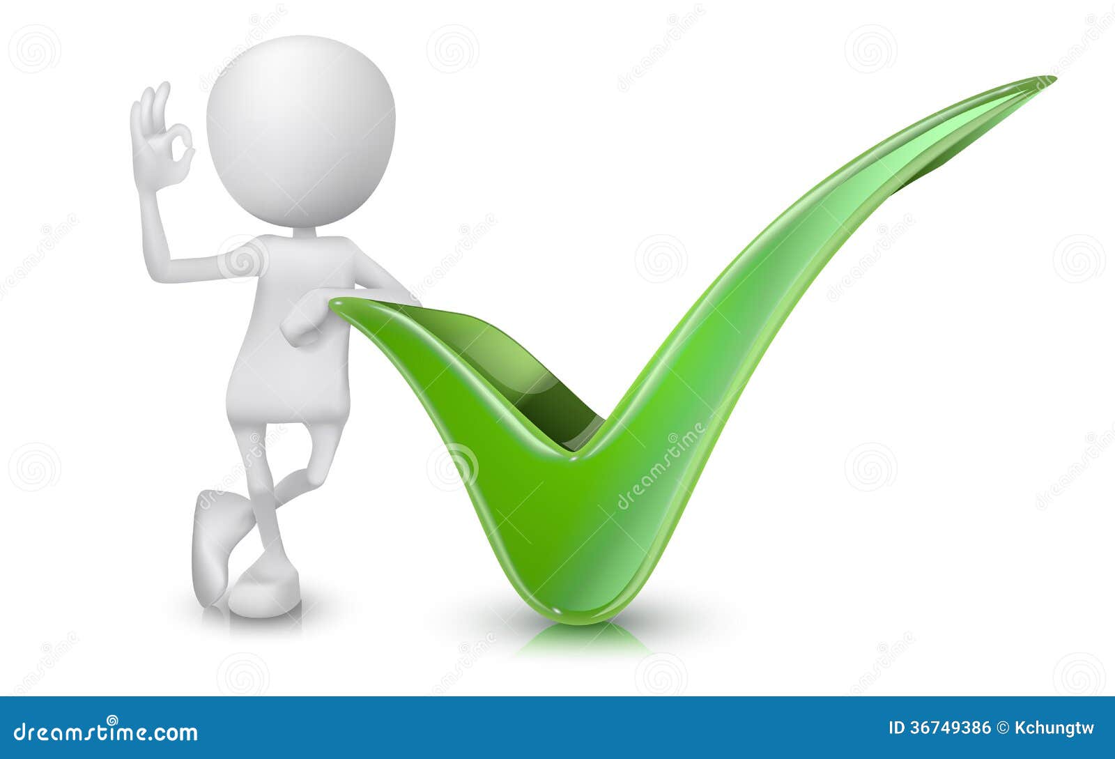 Homme 3d Montrant Le Signe Correct De Main Avec Un Coche Illustration ...