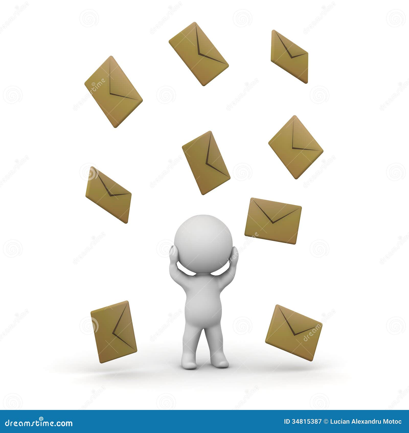 Homme 3D Obtenant Trop D'emails Illustration Stock - Illustration du ...