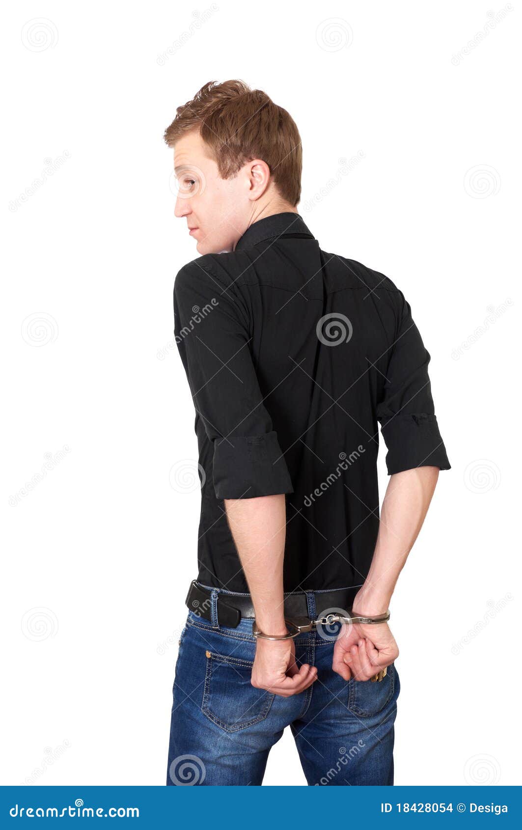 Homme dans des menottes photo stock. Image du captif - 18428054
