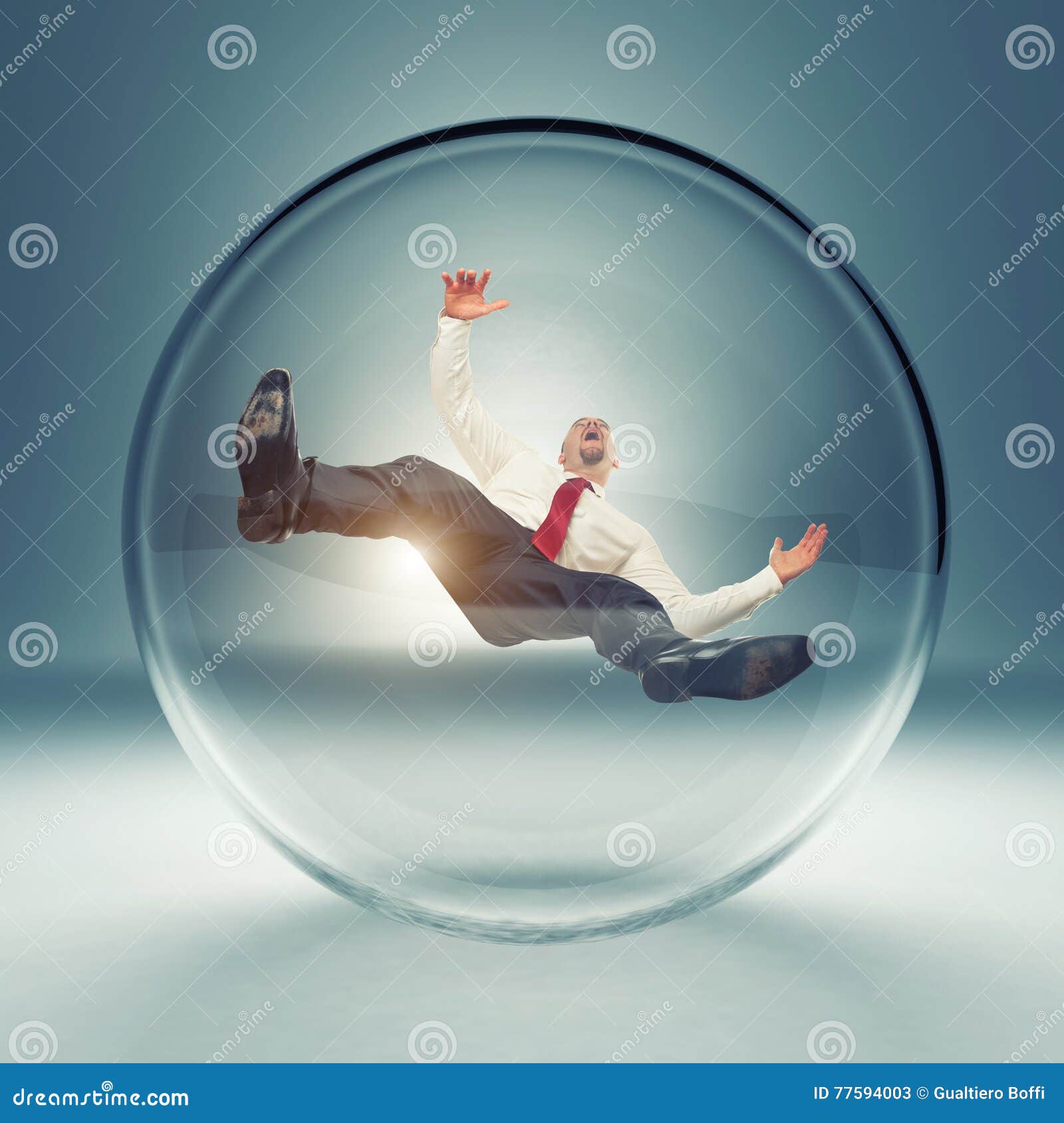 Homme dans une bulle image stock. Image du liberté, crise - 77594003