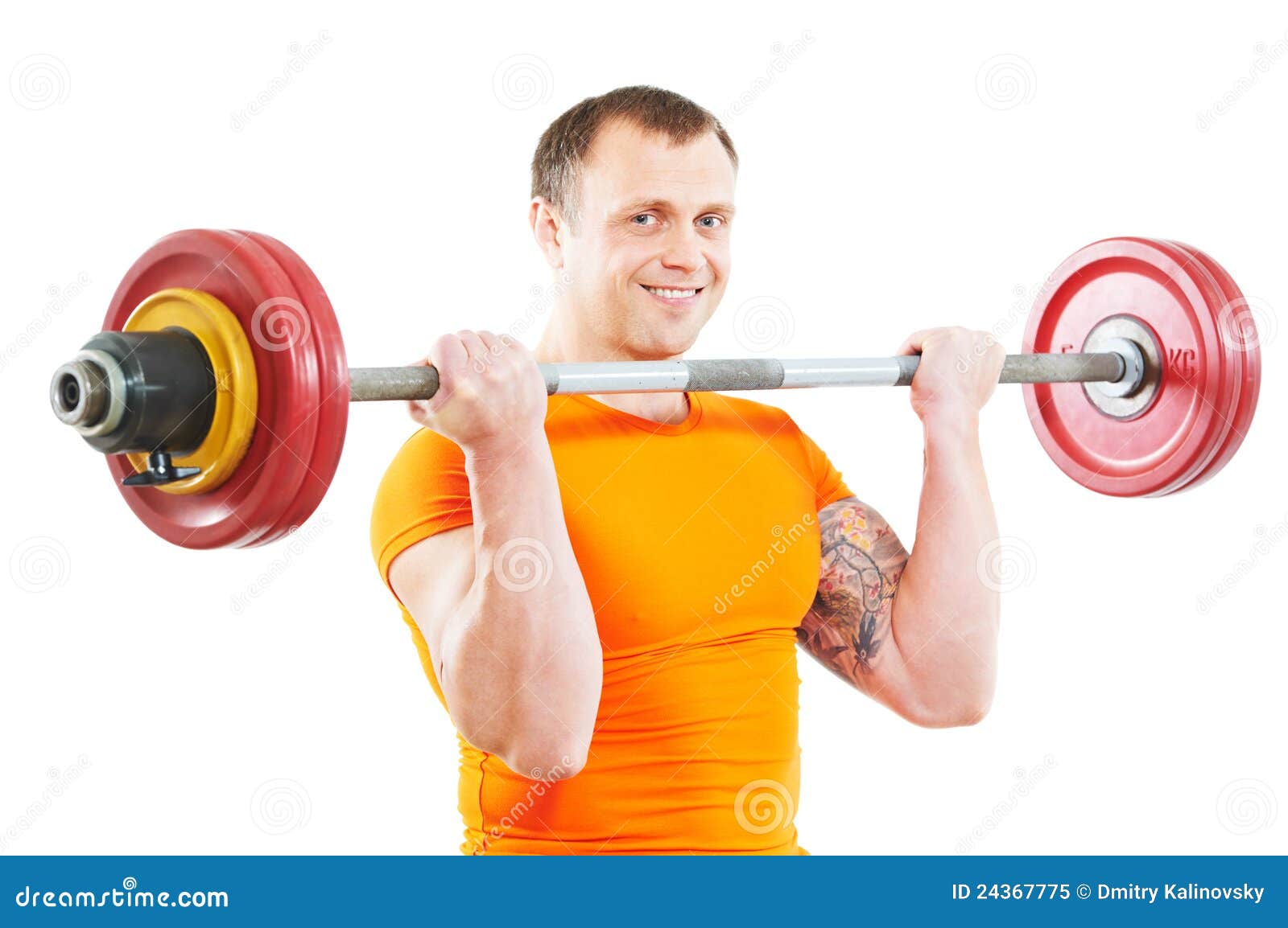 Homme De Bodybuilder Faisant Des Exercices Avec Le Poids Image stock ...