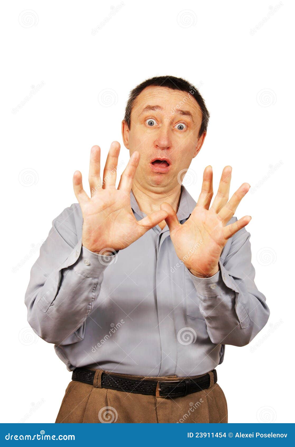 Homme effrayé photo stock. Image du mains, fermé, masculin - 23911454