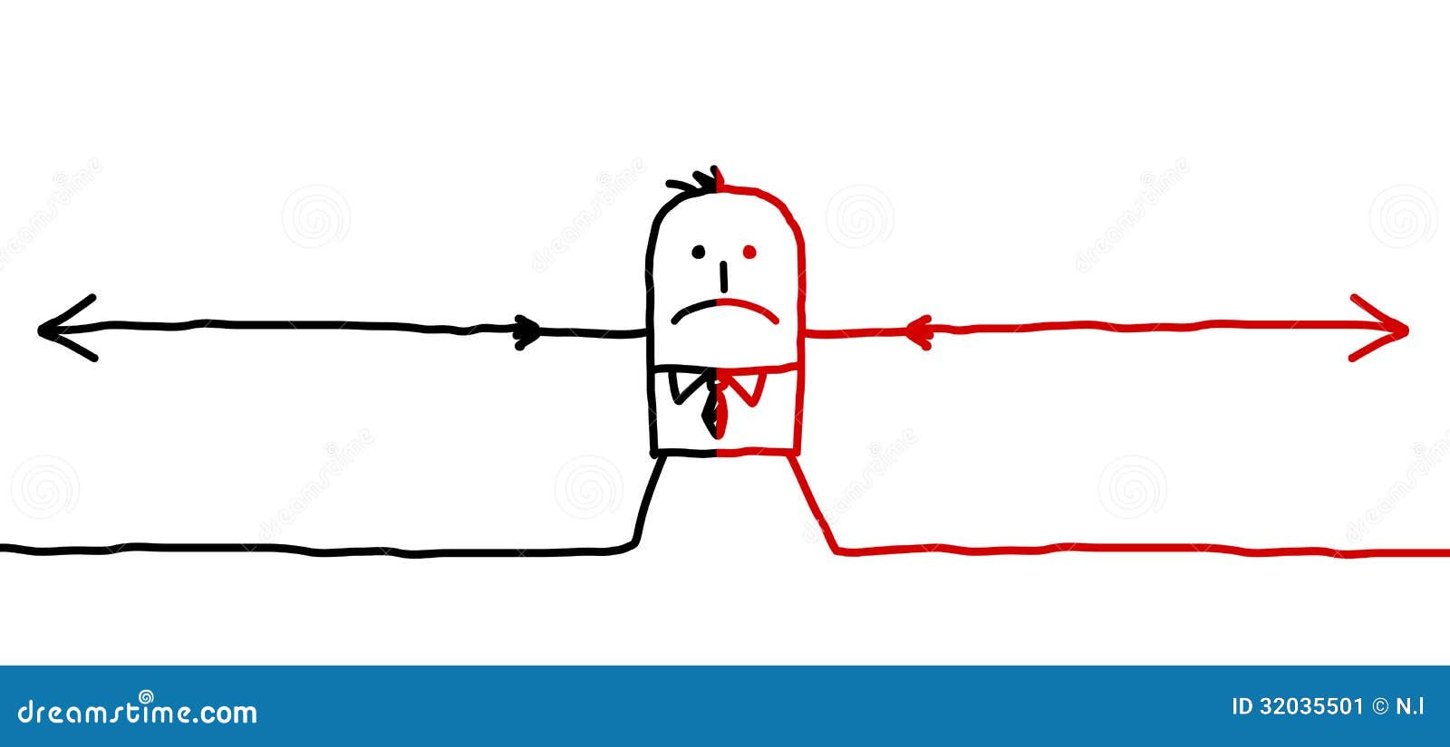 Homme Et Deux Directions Opposées Illustration de Vecteur ...