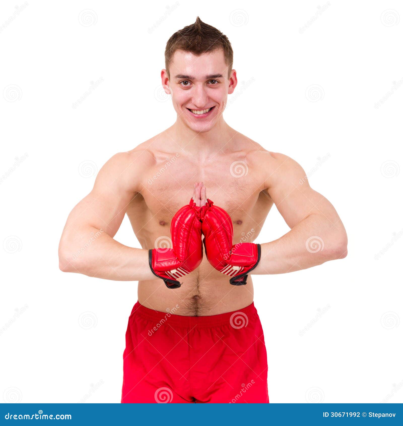 Homme Heureux De Boxeur Faisant L'exercice Photo stock - Image of gants ...