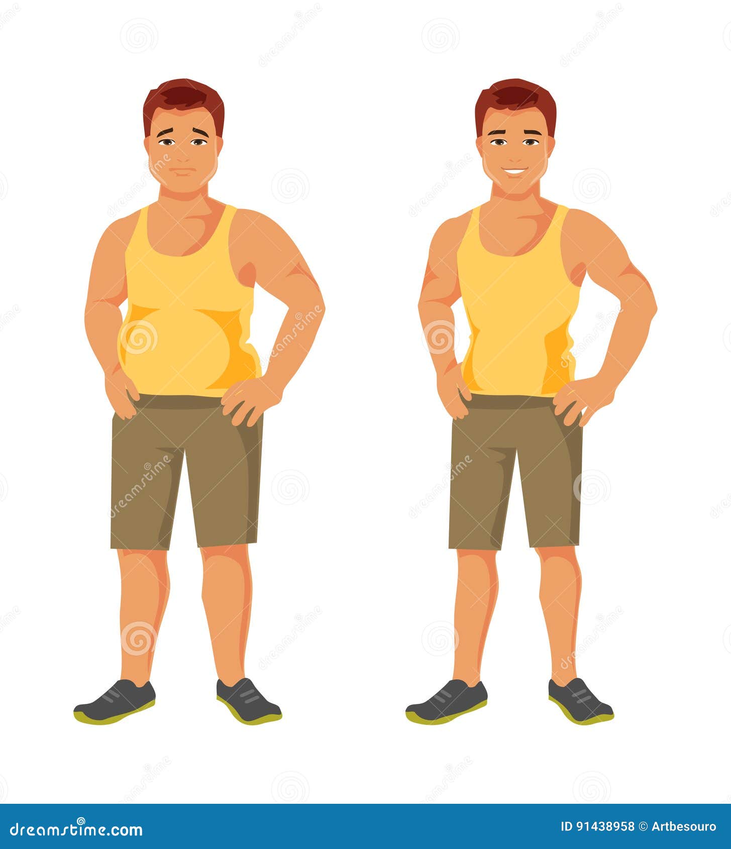 Homme mince et gros illustration de vecteur. Illustration du isolement ...