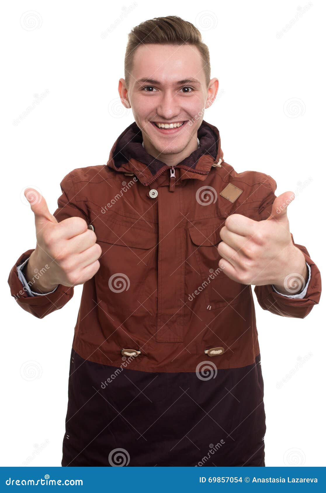 Homme montrant le pouce photo stock. Image du projectile - 69857054