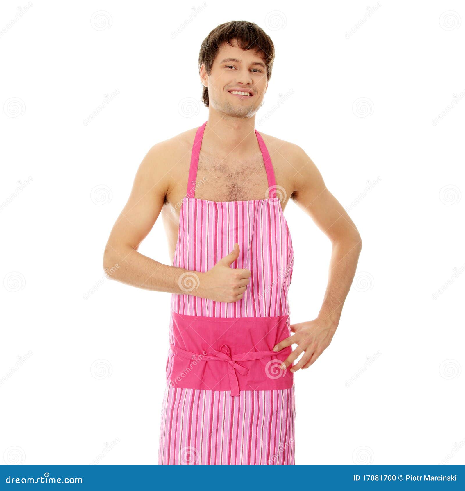 Homme Nu Wering Le Tablier Rose Photo stock - Image du attrayant ...