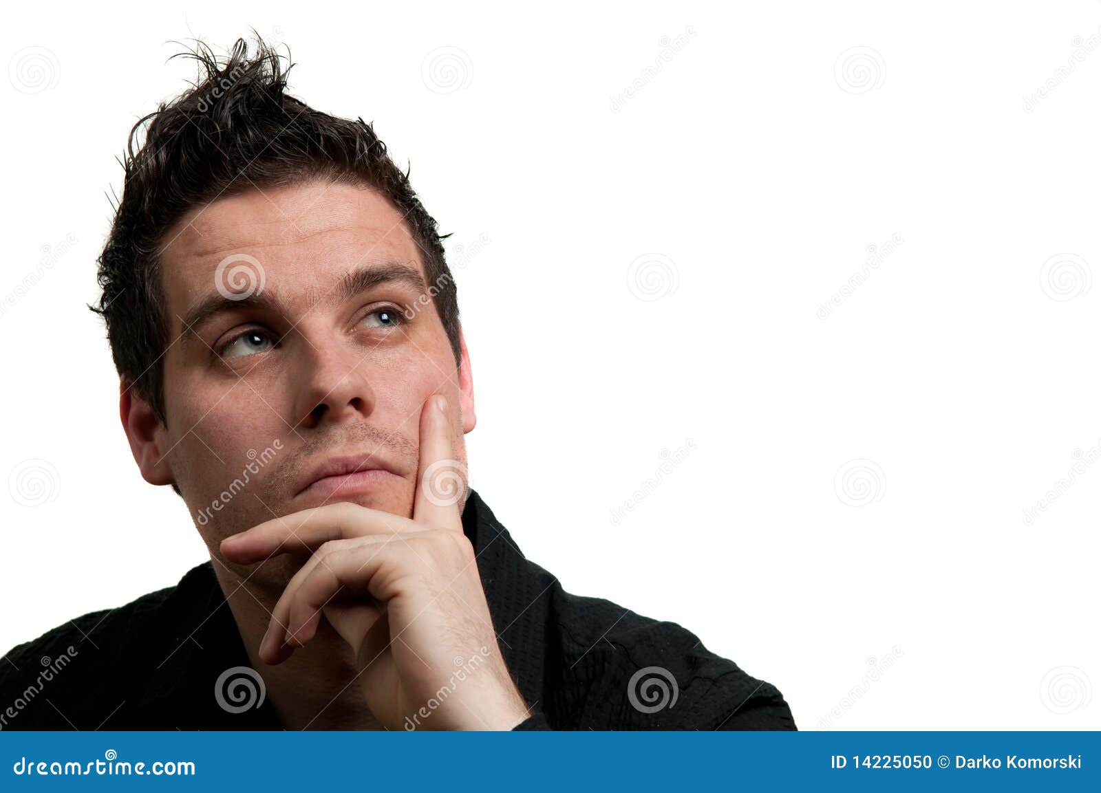 Homme pensant photo stock. Image du beau, homme, cheveu - 14225050