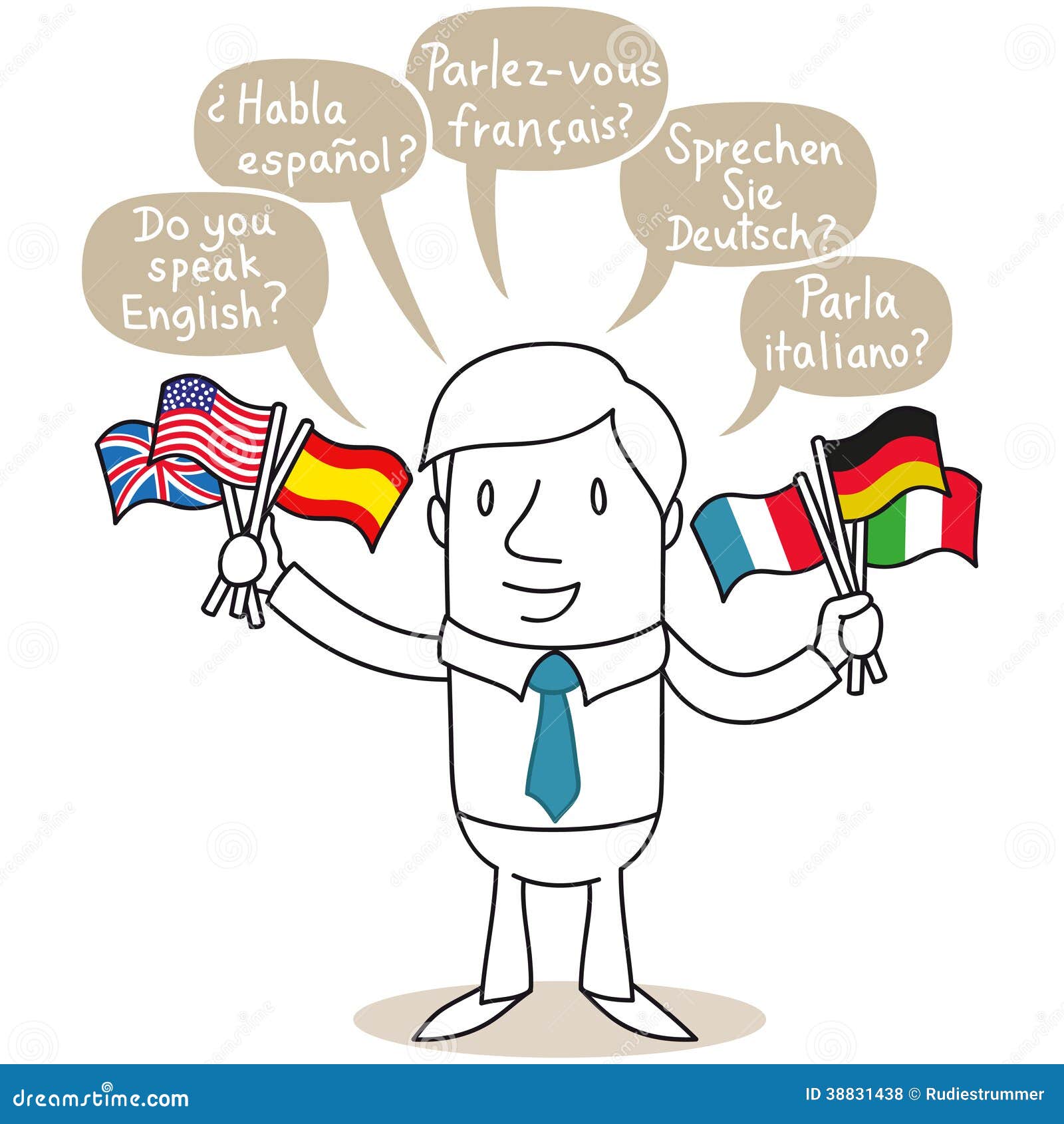Homme Polyglotte Parlant Dans Différentes Langues Illustration de ...