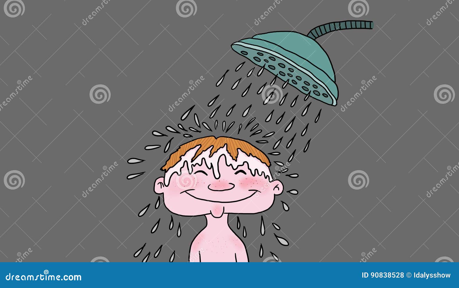 Homme Prenant Une Douche, Illustration Illustration Stock ...