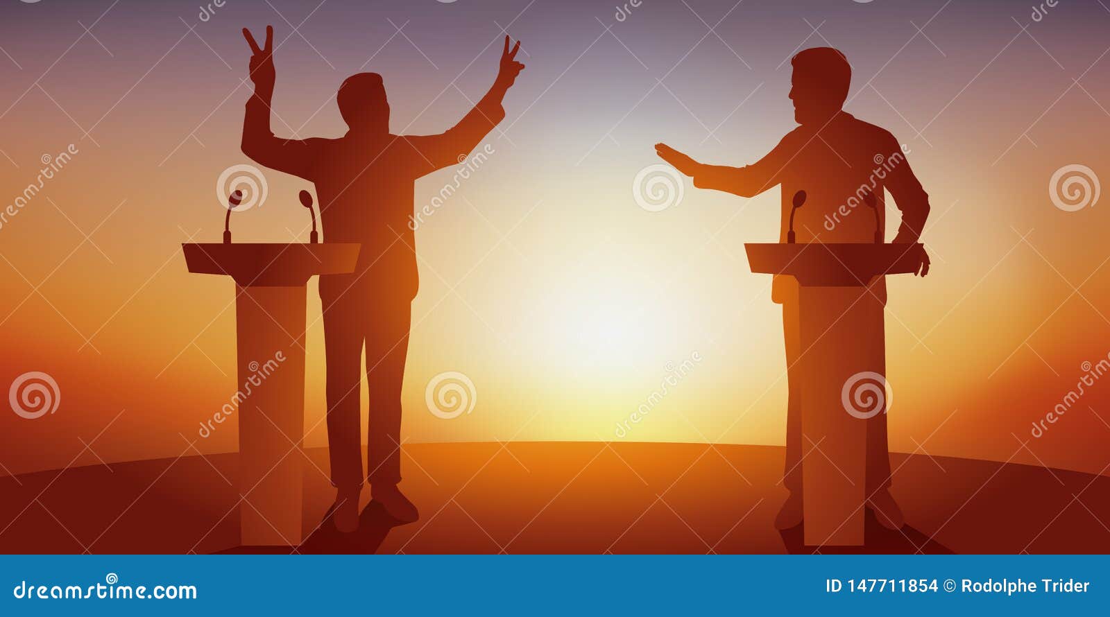 Concept of Political Debate with Two Opponents Who Confront Their ...