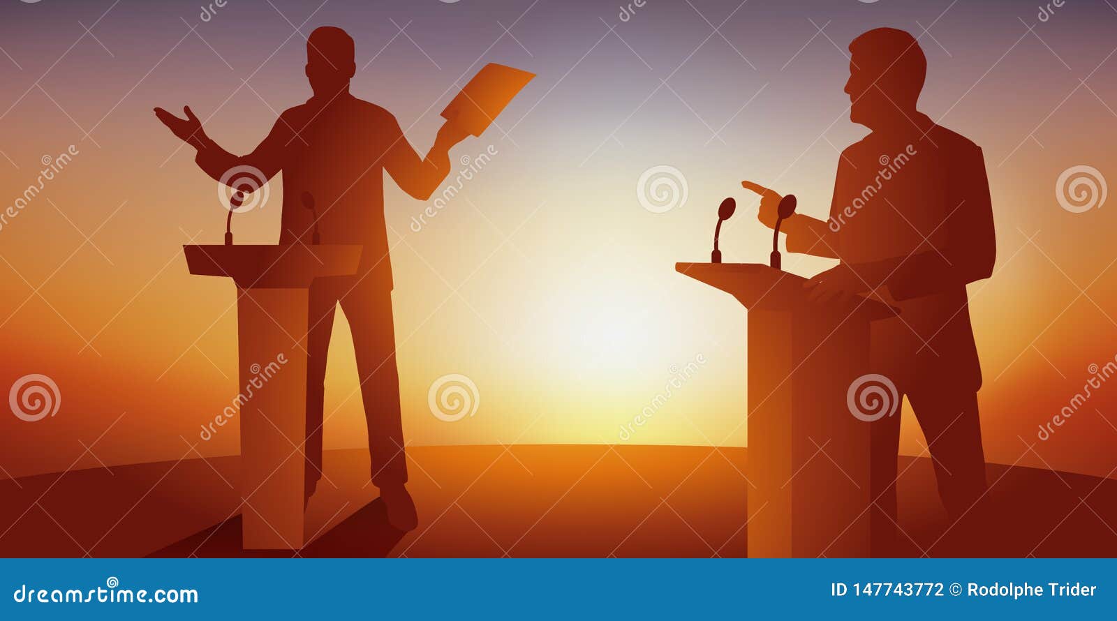 Concept of Political Debate with Two Opponents Who Confront Their ...