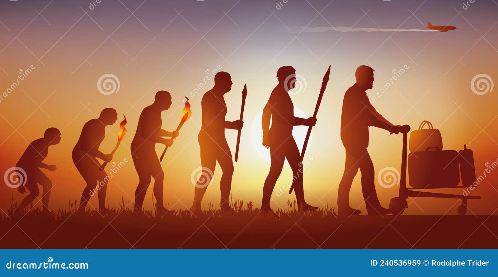 Evolution of Man and His Irresistible Desire To Travel. Stock Vector ...