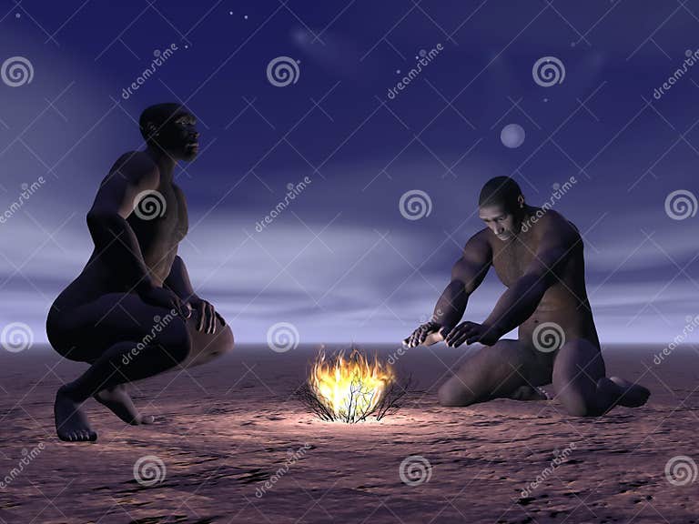 Erectus and Fire - 3D Render Stock Illustration - Illustration of eyes ...
