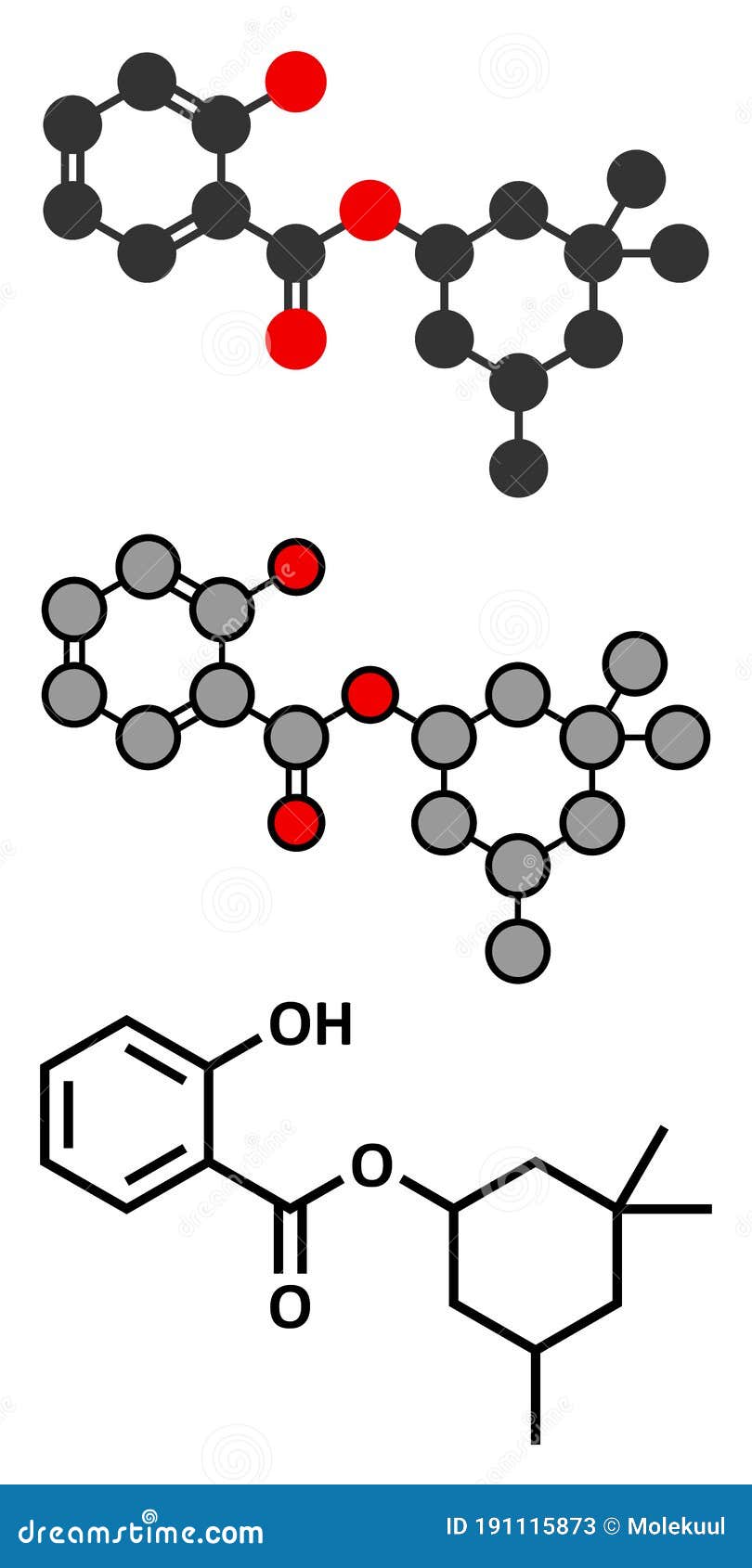 Homosalate Sunscreen Molecule (UV Filter Stock Vector - Illustration of ...