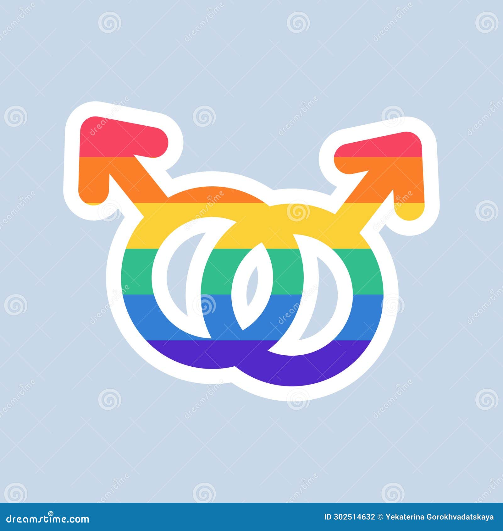 Homosexual Love Symbol In Lgbt Flag Colors Two Male Gender Icons In
