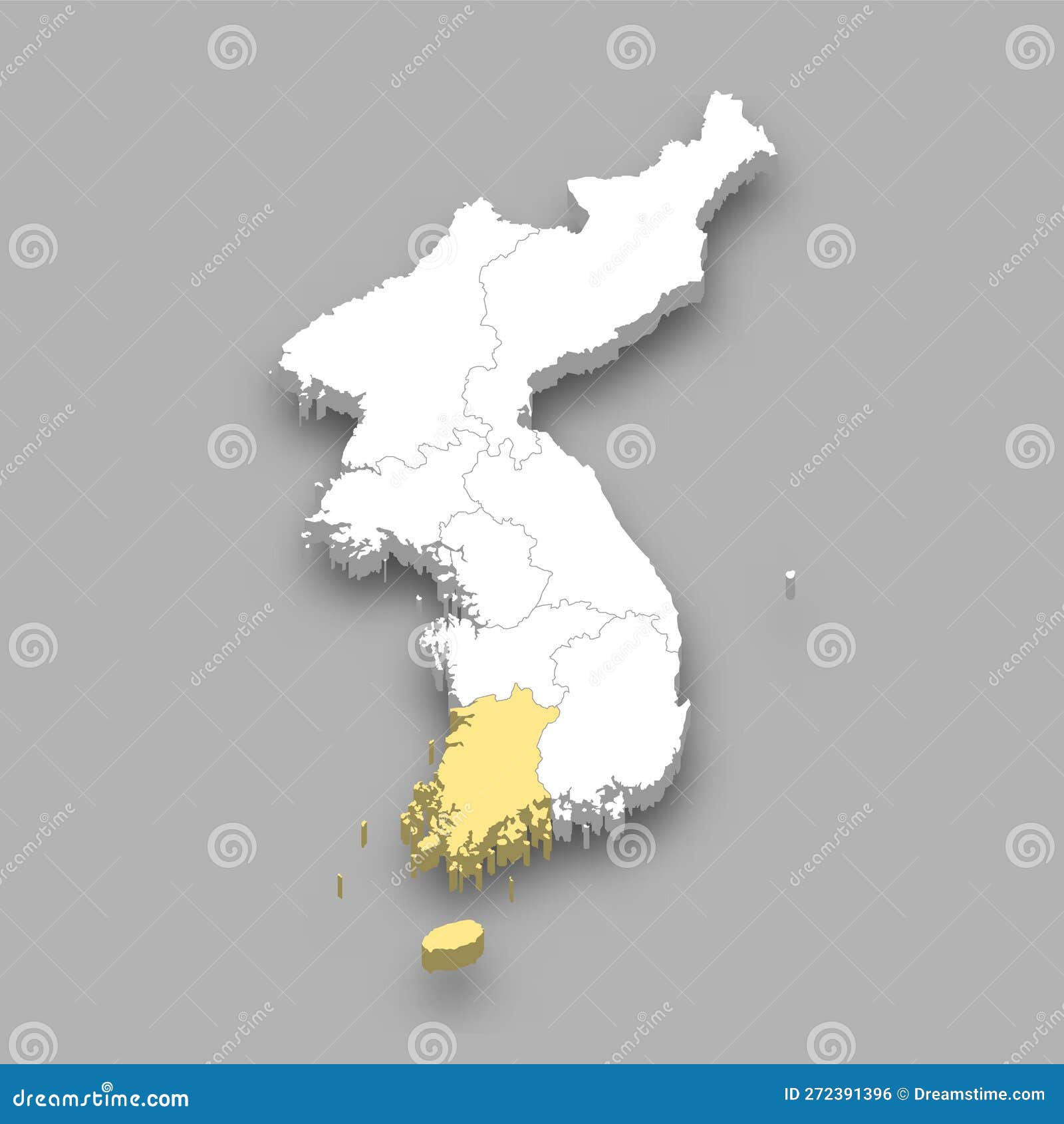 Honam Historical Region Location within Korea Map Stock Vector ...