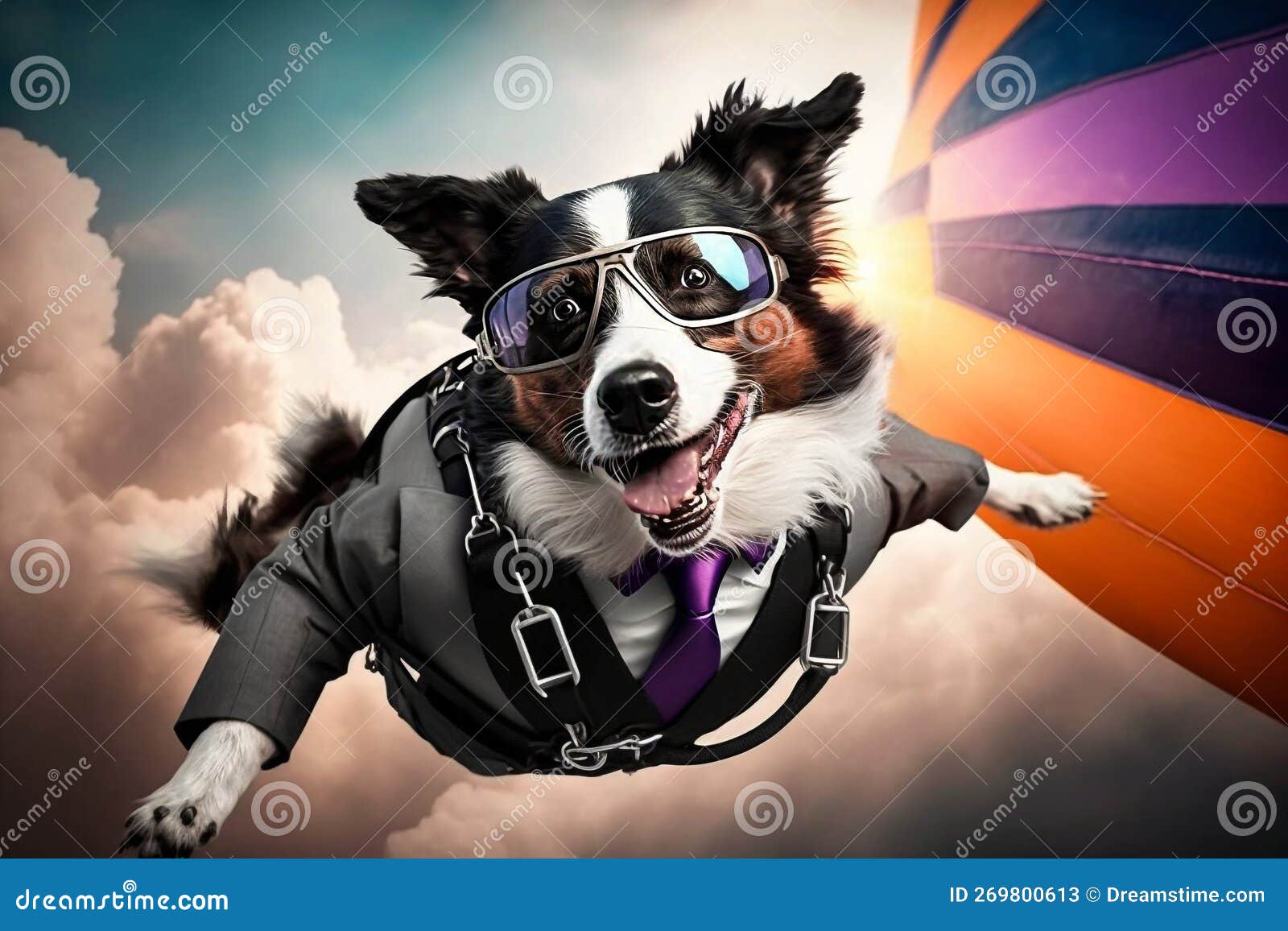Hond Met Een Parachute Die in De Sky Illustrative Ai Springt Stock ... Hond Met Een Parachute Die in De Sky Illustrative Ai Springt Stock ...