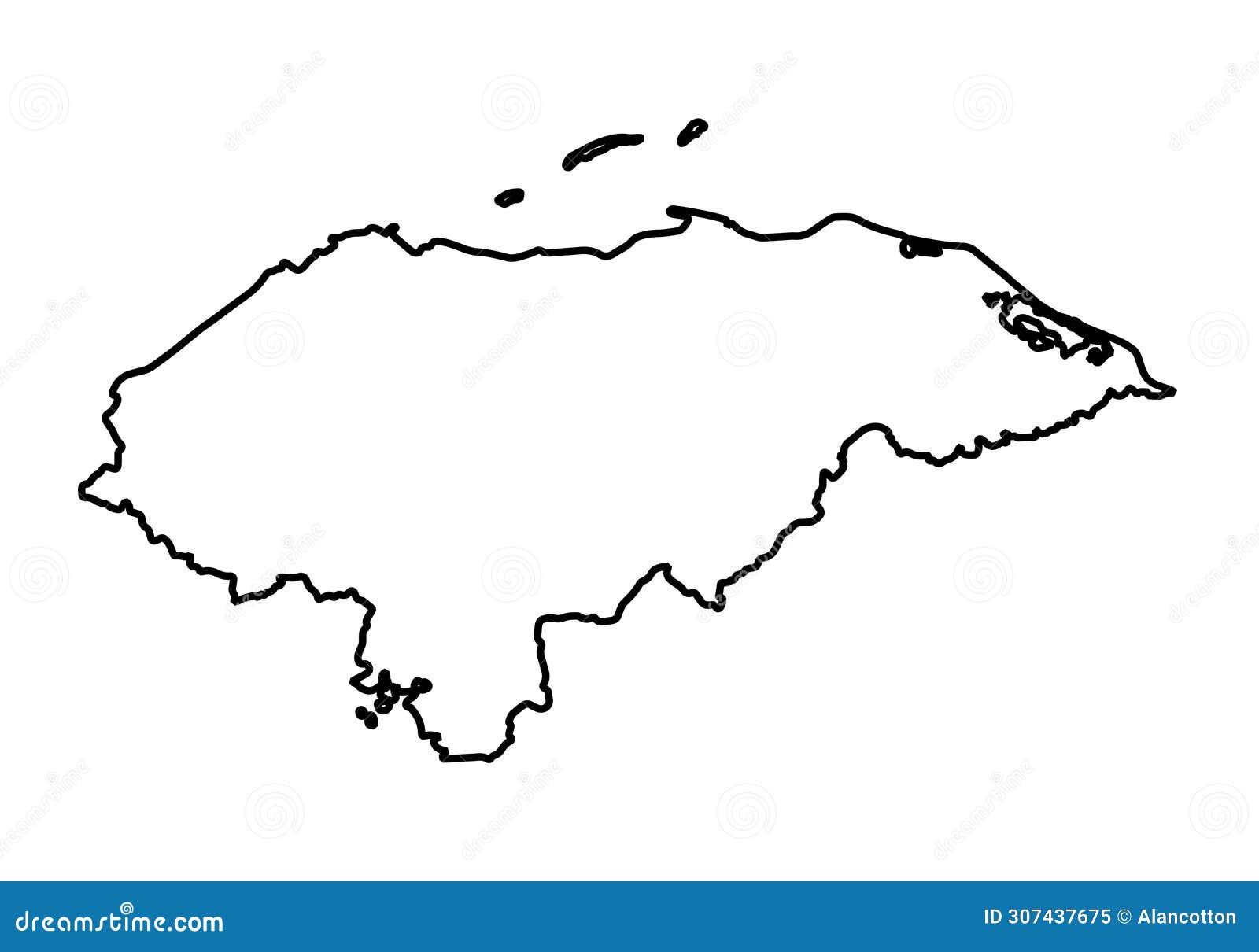 Honduras Black Silhouette Map Cartoon Vector | CartoonDealer.com #307438065