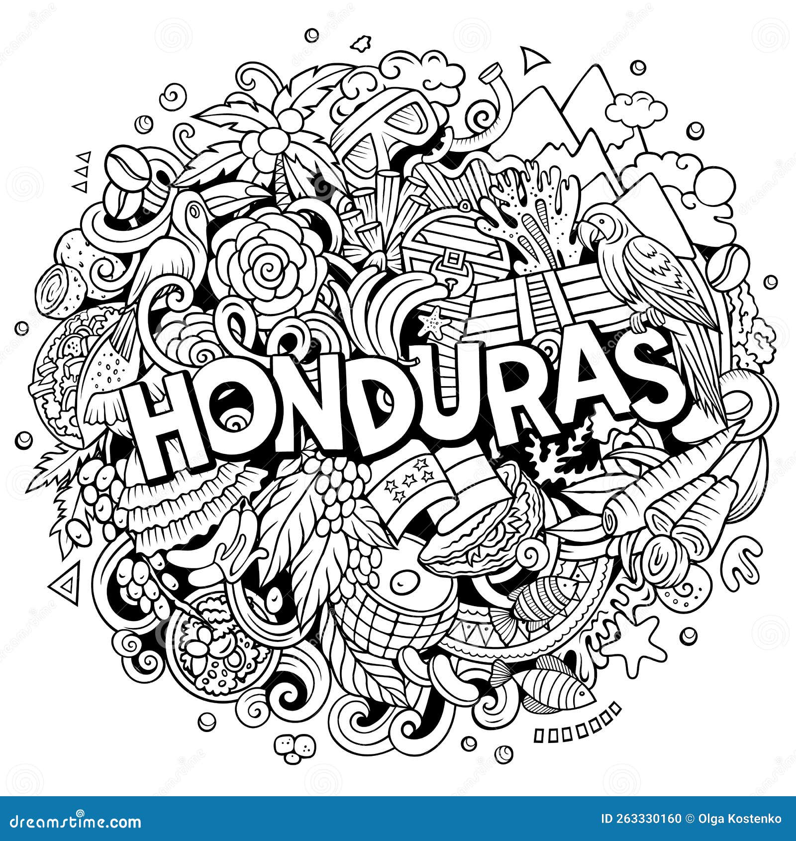 Honduras Cartoon Doodle Illustration. Funny Design Stock Vector ...