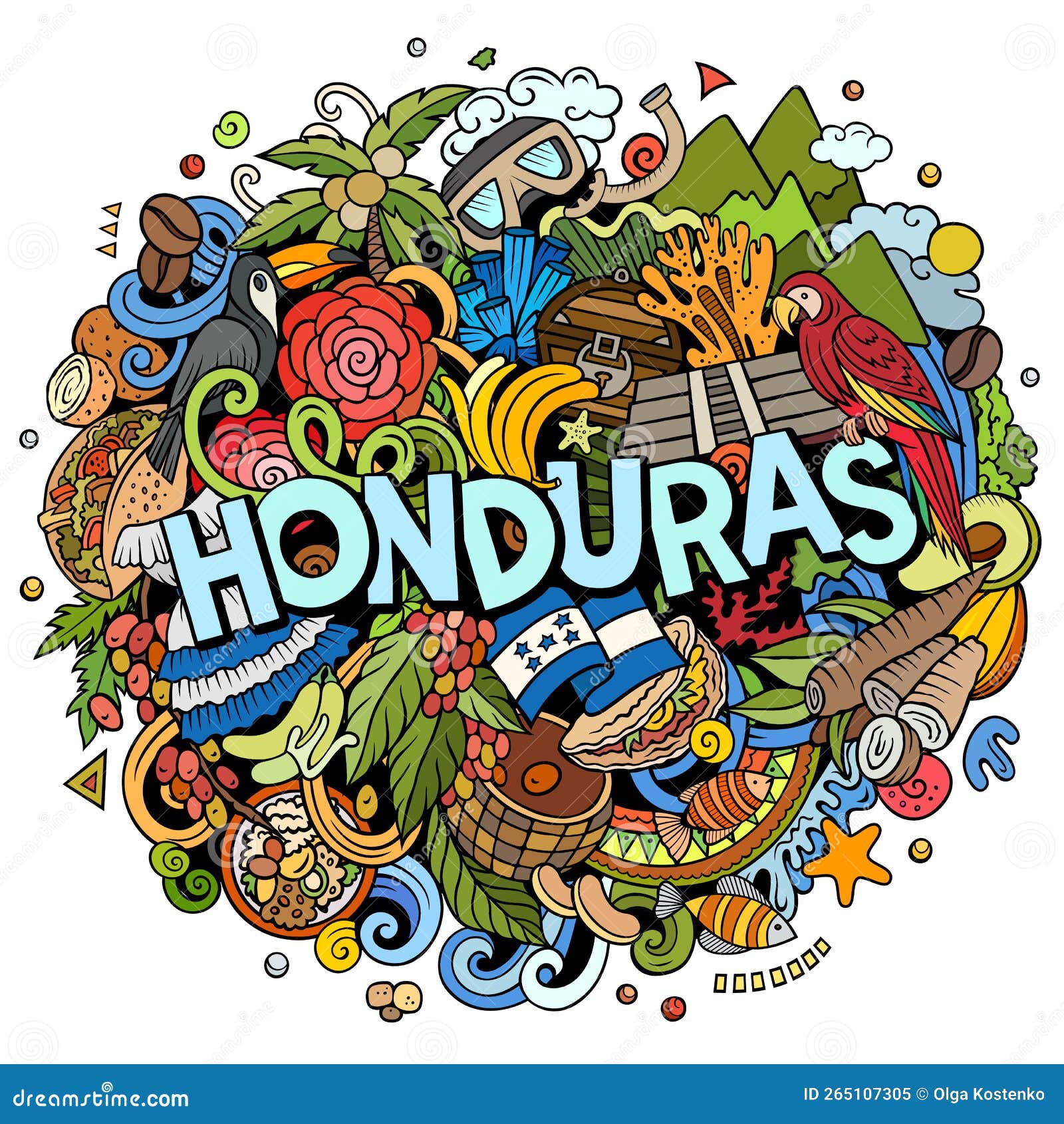 Honduras Cartoon Doodle Illustration. Funny Design Stock Illustration ...