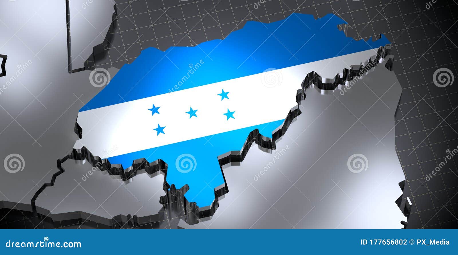 Honduras - Country Borders and Flag Stock Illustration - Illustration ...