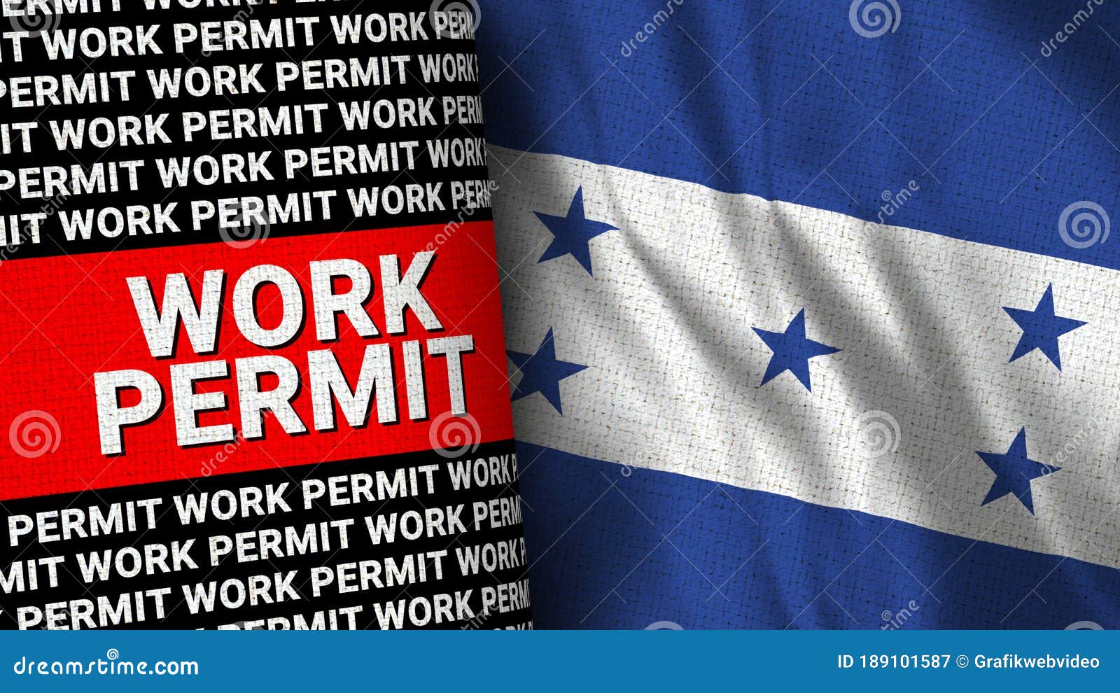 Honduras Flag with Work Permit Title Stock Illustration - Illustration ...