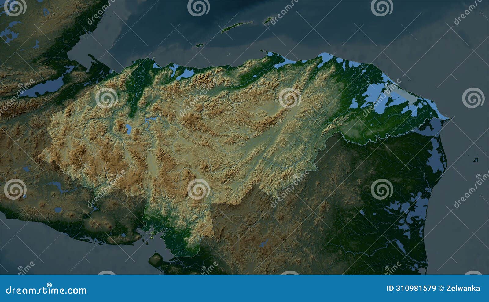 Honduras Highlighted. Physical Stock Illustration - Illustration of ...