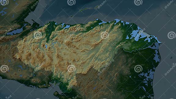 Honduras Highlighted. Physical Stock Illustration - Illustration of earth, border: 310981579