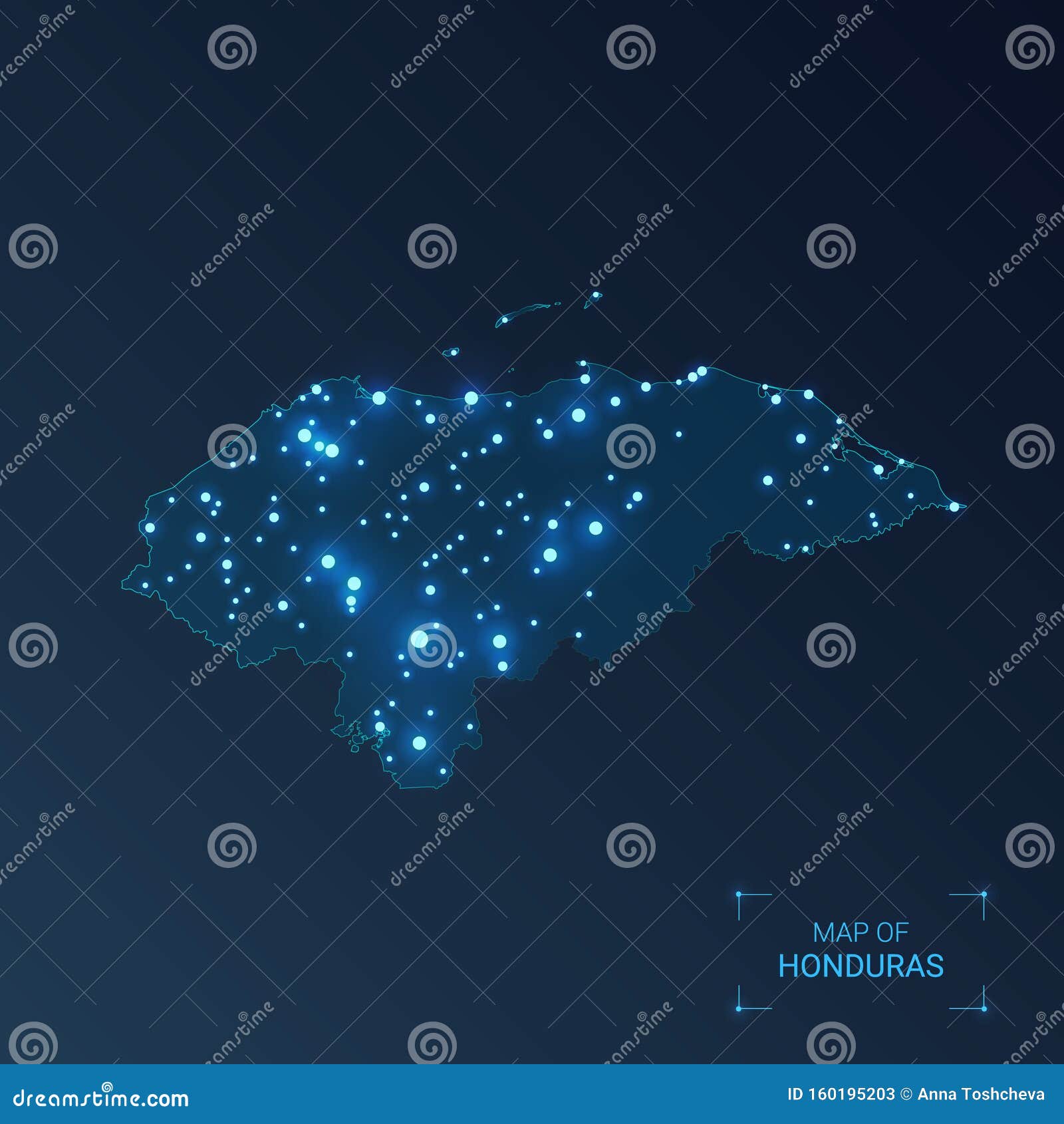 Honduras map with cities. stock vector. Illustration of continent ...
