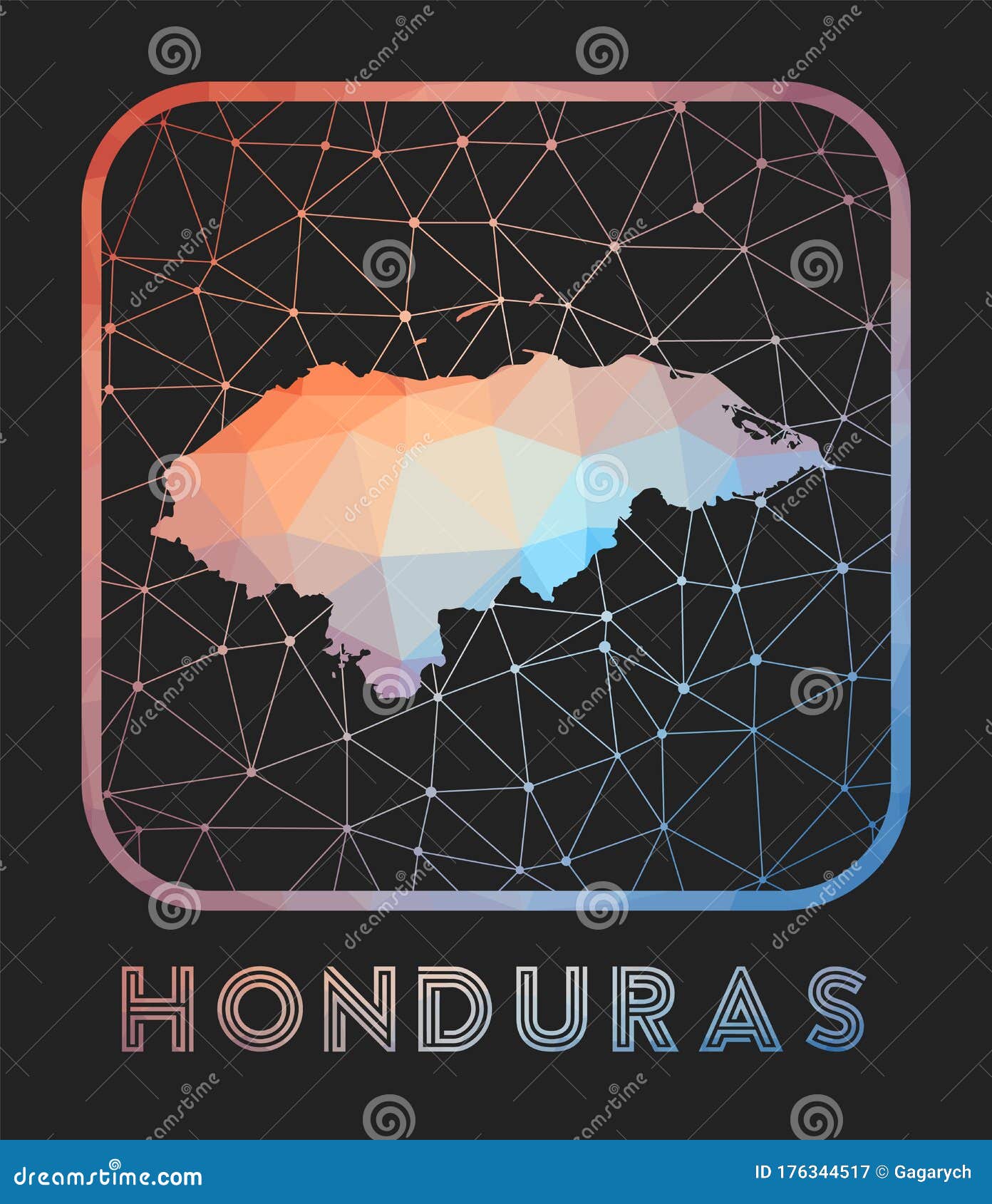 Honduras map design. stock vector. Illustration of poly - 176344517