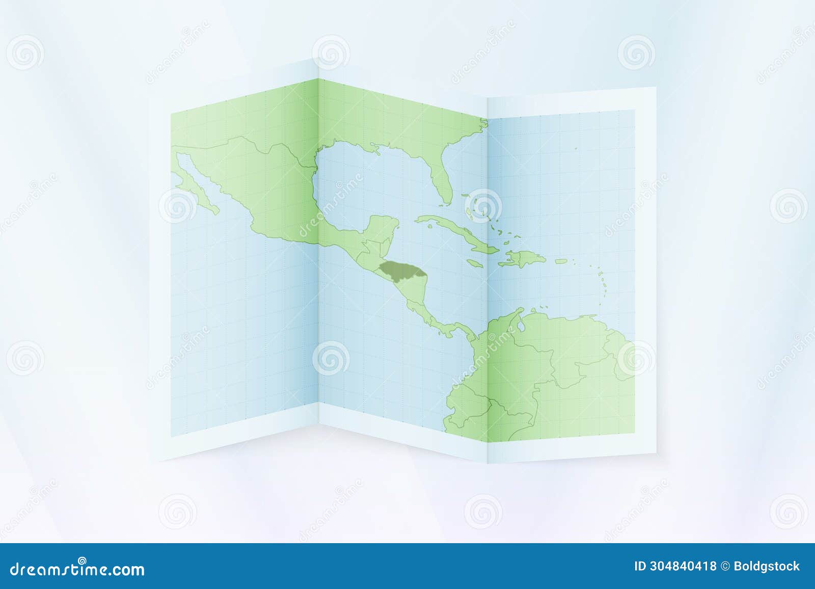 Honduras Map, Folded Paper with Honduras Map Stock Vector ...