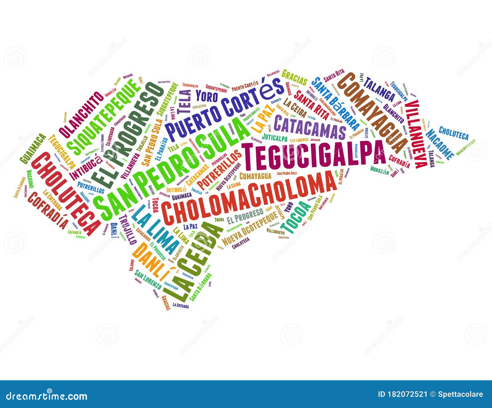 Honduras Map And Cities Cartoon Vector | CartoonDealer.com #22525511