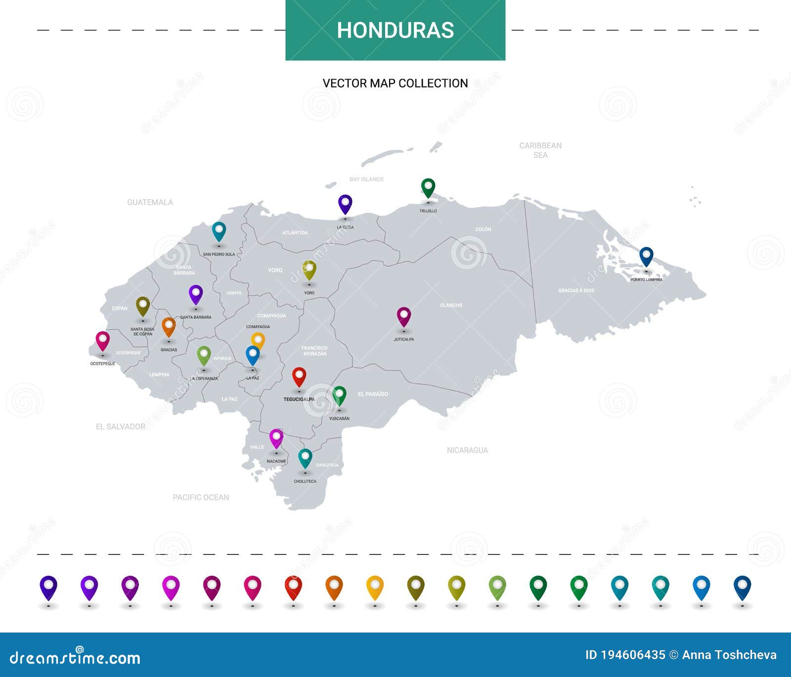 Location Map Honduras On Map Central America. 3d Republic Of Honduras ...