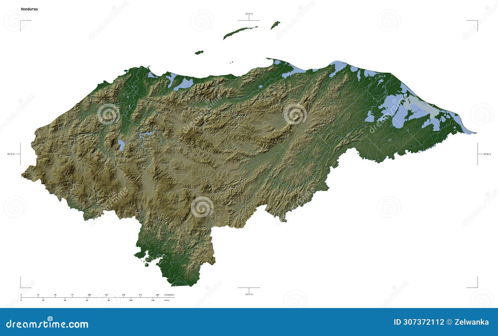 Honduras Shape on White. Pale Stock Illustration - Illustration of ...