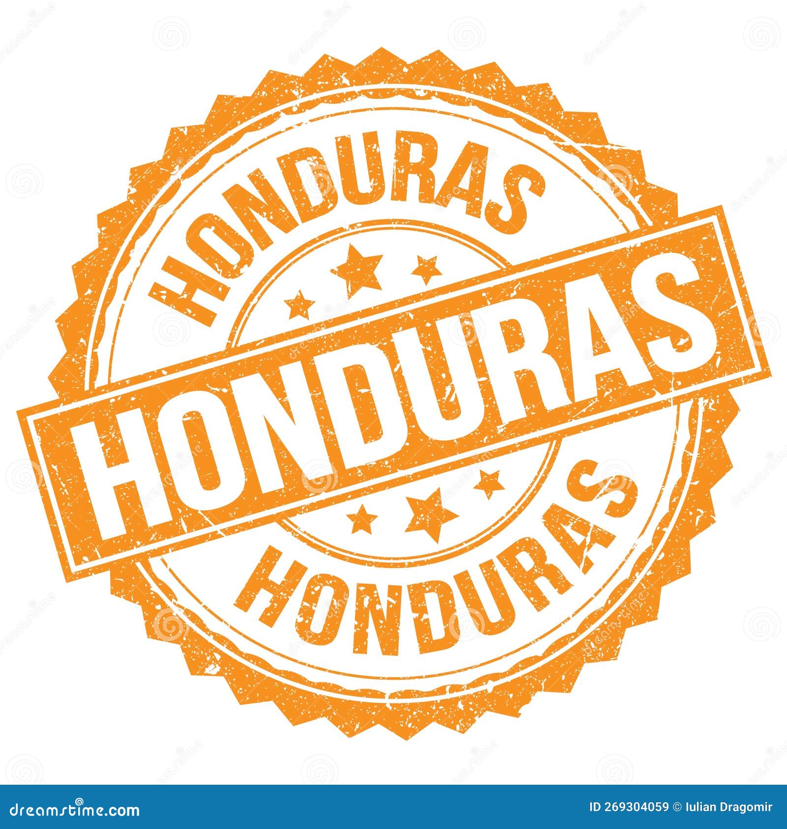 HONDURAS Text on Orange Round Stamp Sign Stock Illustration ...
