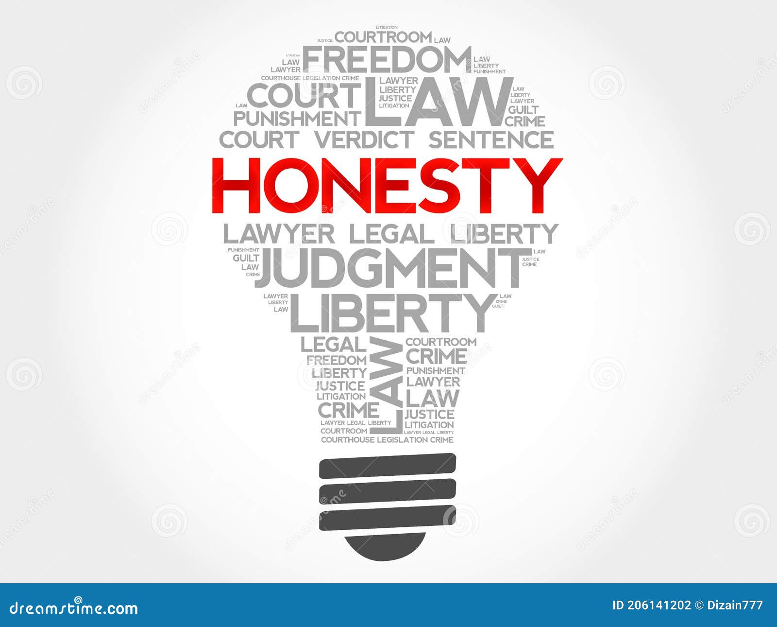 Honesty bulb word cloud stock illustration. Illustration of achievement ...