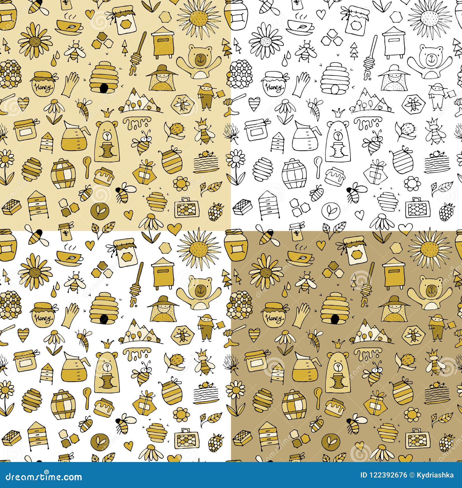 Honey Apiary, Seamless Pattern. Sketch for Your Design Stock Vector ...