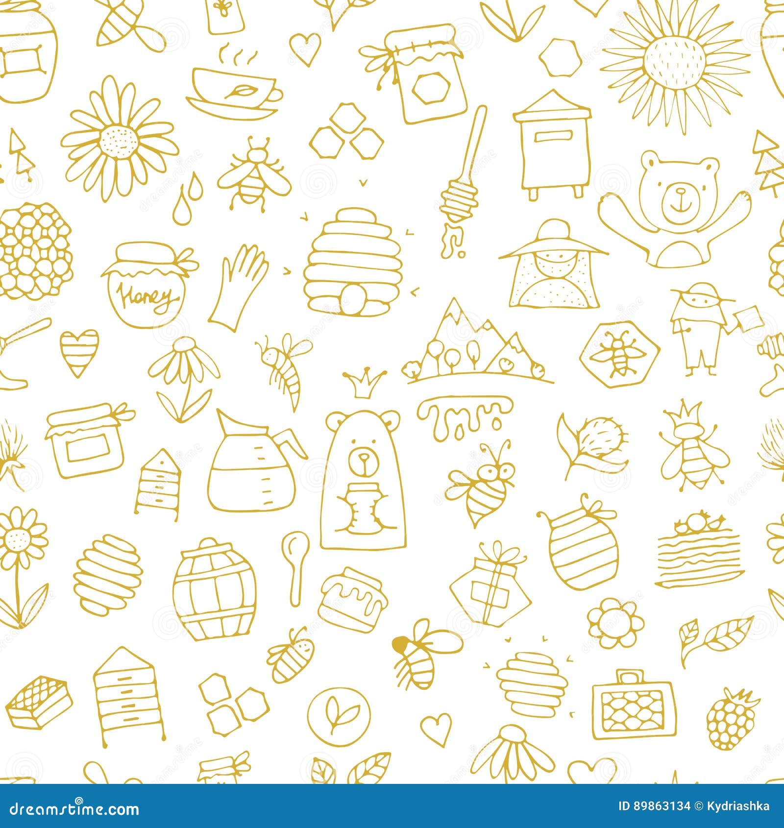 Honey Apiary, Seamless Pattern. Sketch for Your Design Stock Vector ...