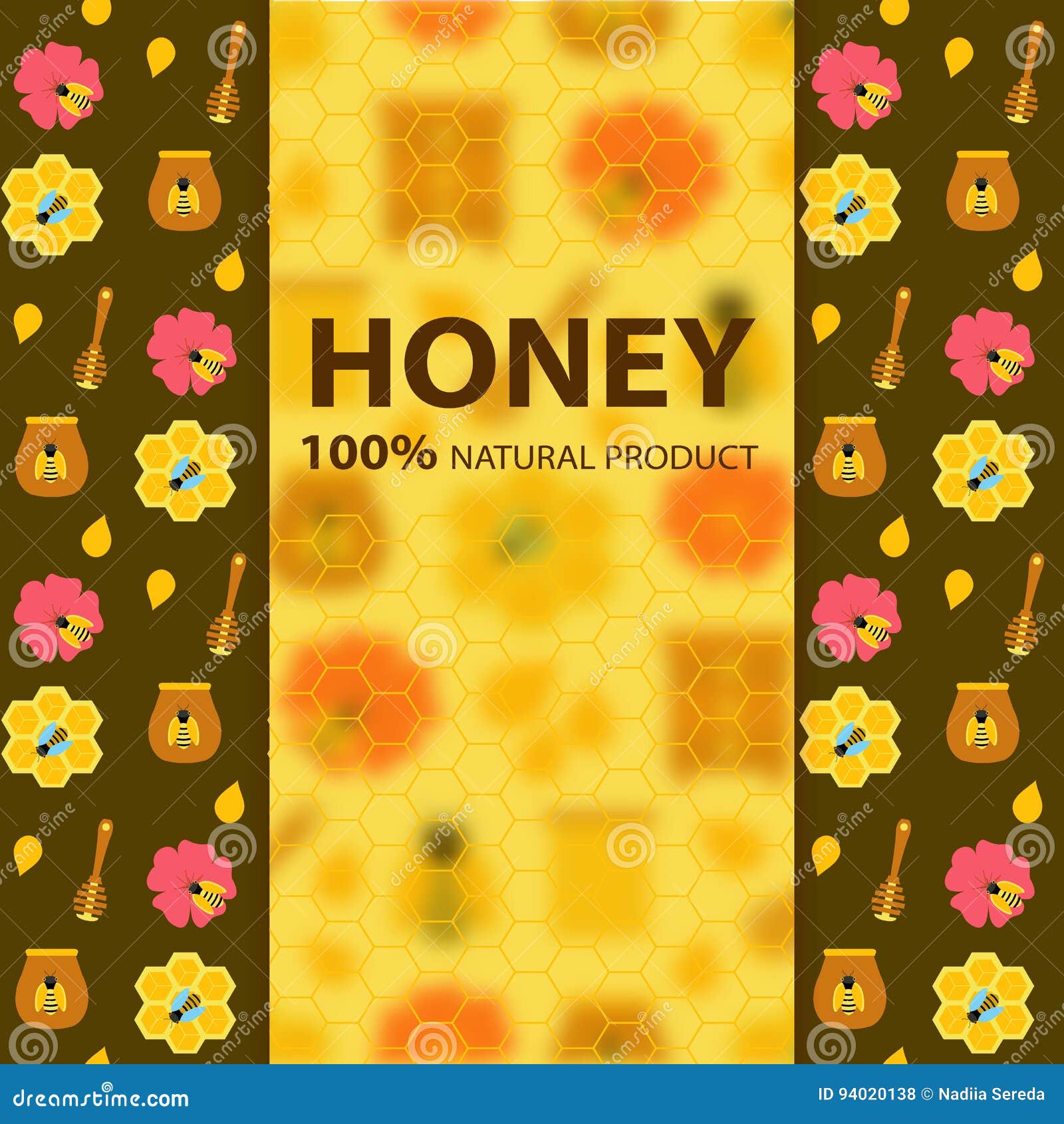 Honey and bee banner stock vector. Illustration of invitation - 94020138